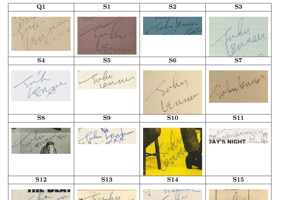 Authenticity of John Lennon signatures. - A.I.thenticate Art
